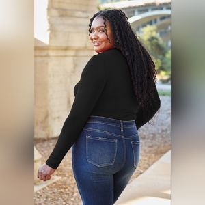 Basic Bae | Tops | Basic Bae Designer Black Full Size Round Scoop Neck ...